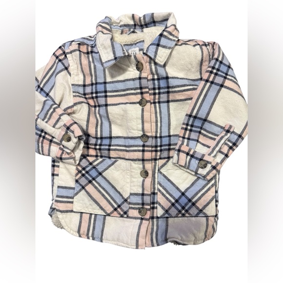 GAP | Shirts & Tops | Gap Kids Plaid Shacket Button Down Shirt Pink And ...